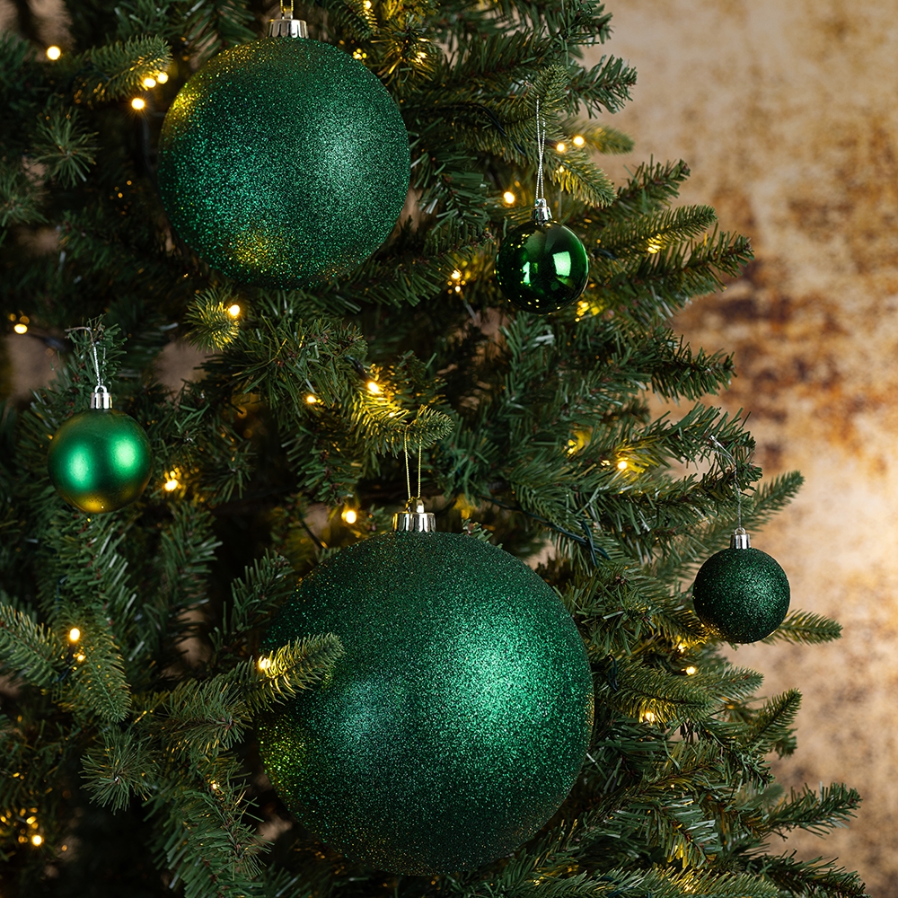 Shiny, Matt & Glitter Baubles Rich Green 6cm